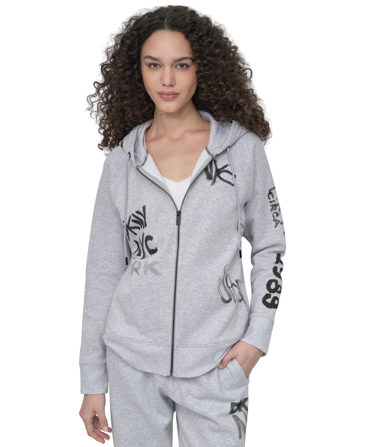 Click here for Dkny Sport Womens Graffiti Logo Full-Zip Hoodie -... prices