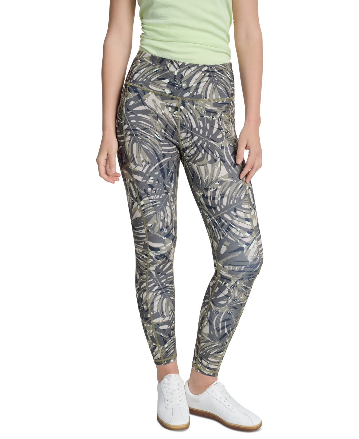 Dkny Sport Womens Printed High-Waist 7/8 Tights - Tropics Pebble