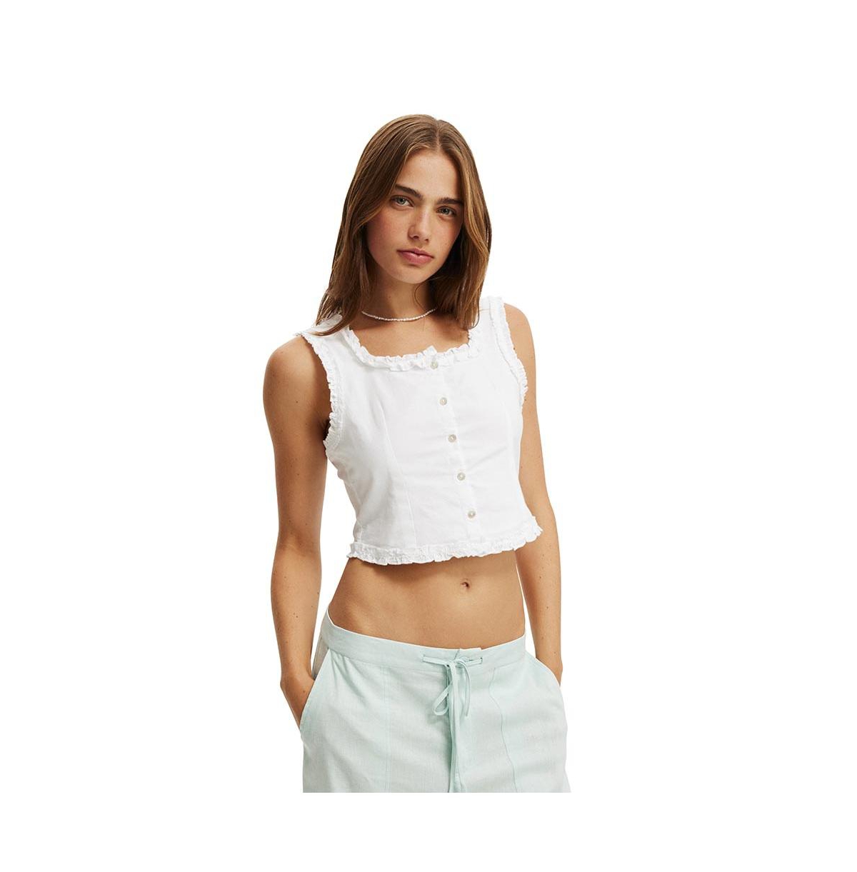 Click here for Cotton On Womens Emily Ruffle Top - White prices