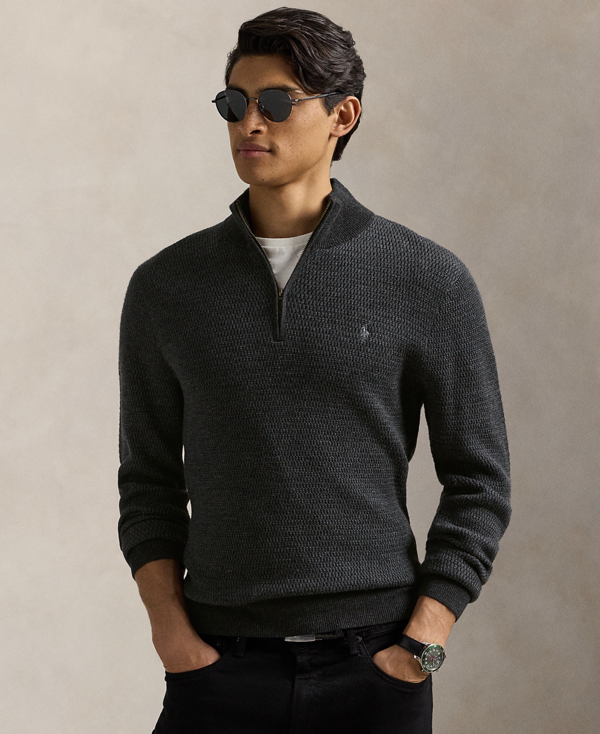 Click here for Polo Ralph Lauren Mens Washable Wool Quarter-Zip S... prices