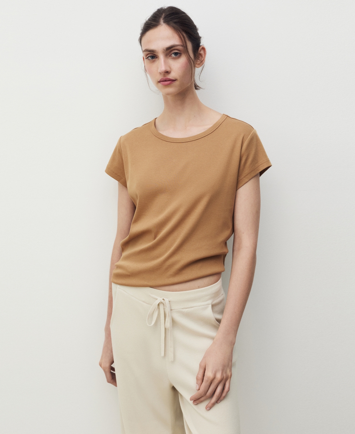 Click here for Mango Womens Cotton Short Sleeve T-Shirt - Mustard prices