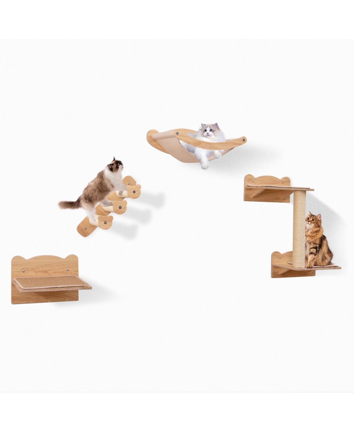 Click here for Cat Wall Furniture Set of 4 with Hammock 2-step Ca... prices
