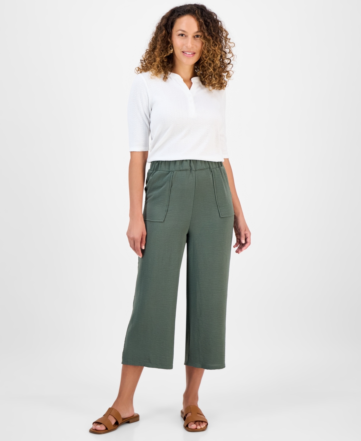 Click here for Style & Co Petite High-Rise Pull-On Wide-Leg Pants... prices