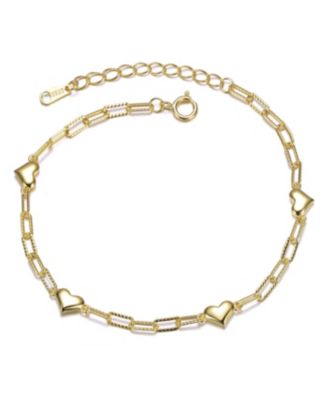 Click here for 14k Gold Plated With Heart Link Chain Adjustable B... prices