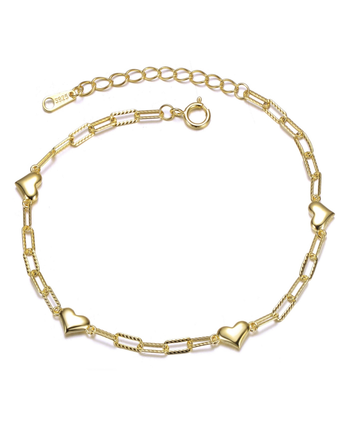 Click here for 14k Gold Plated with Heart Link Chain Adjustable B... prices