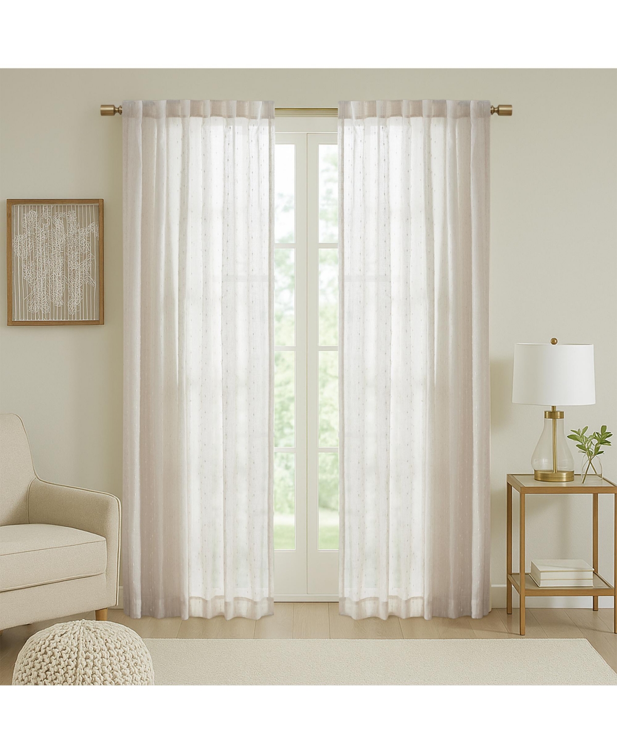 Click here for Deandra 50x84" Natrual Flax Vertical Stripe S... prices