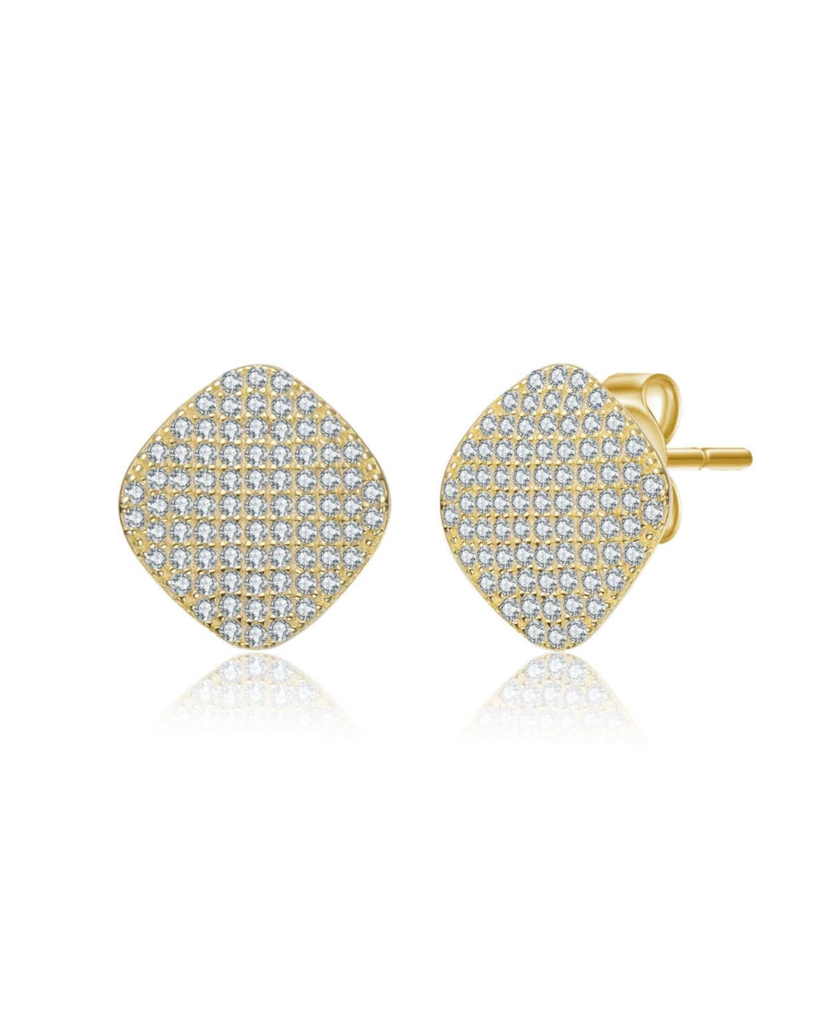 Click here for 14K Gold Plated with Paved Clear Cubic Zirconia Sq... prices