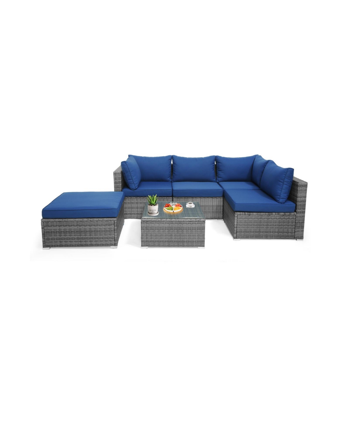 Click here for 6 Pieces Outdoor Rattan Sofa Set with Seat and Bac... prices
