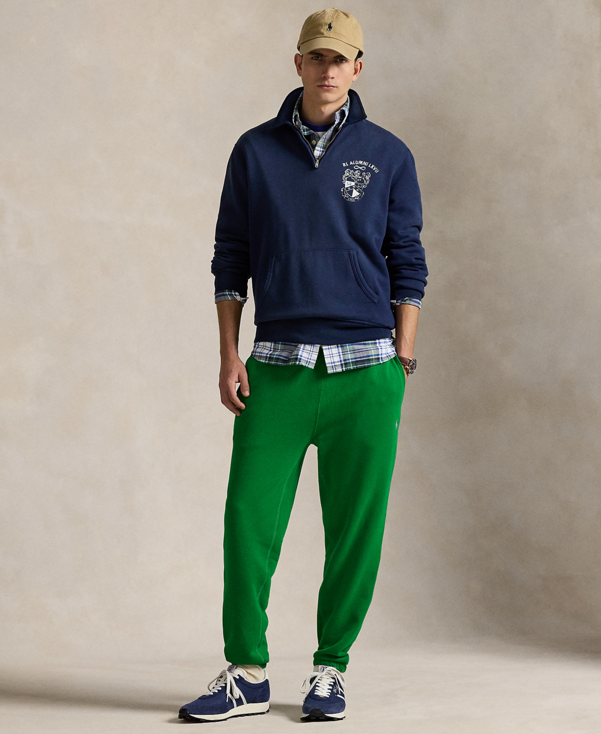Polo Ralph Lauren Mens Cotton-Blend-Fleece Pants - Cruise Green