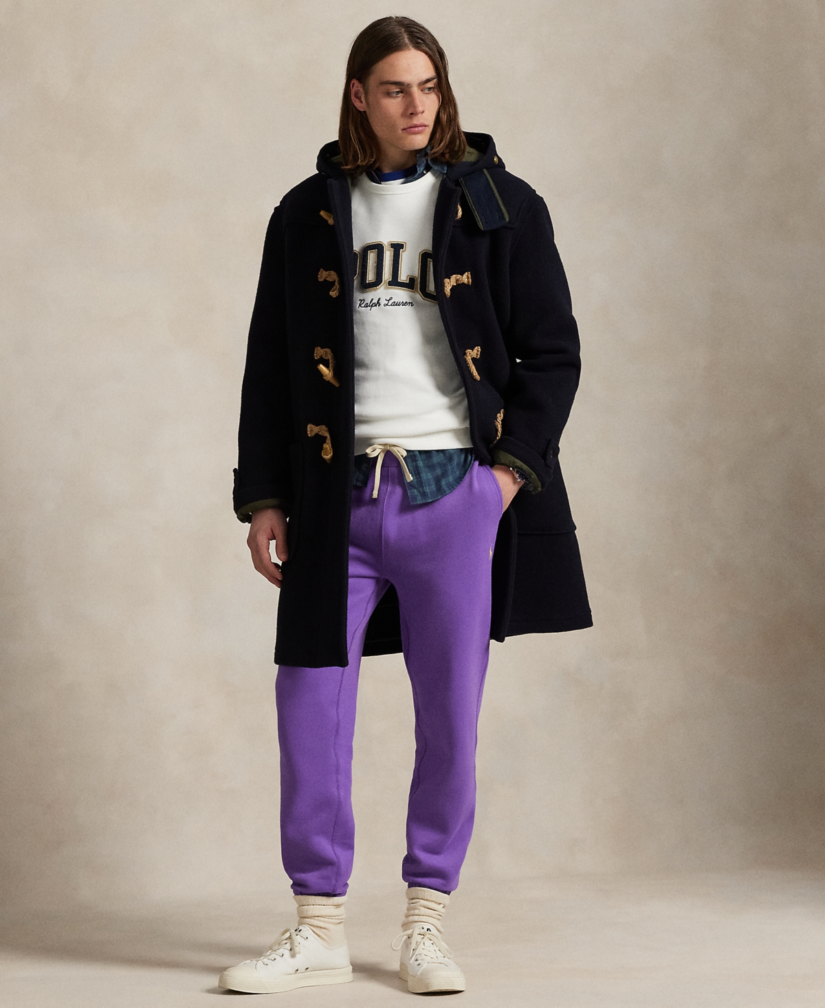 Polo Ralph Lauren Mens Cotton-Blend-Fleece Pants - Spring Violet