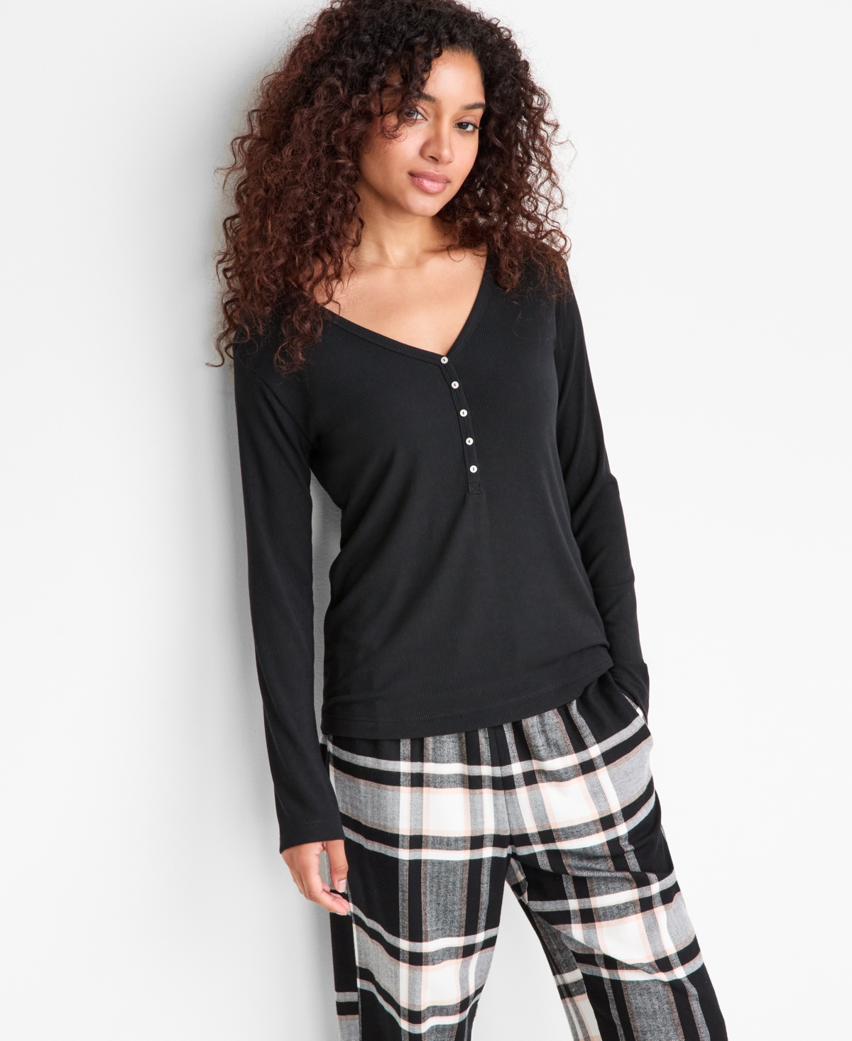 Click here for State of Day Womens Long-Sleeve Ribbed Henley Slee... prices