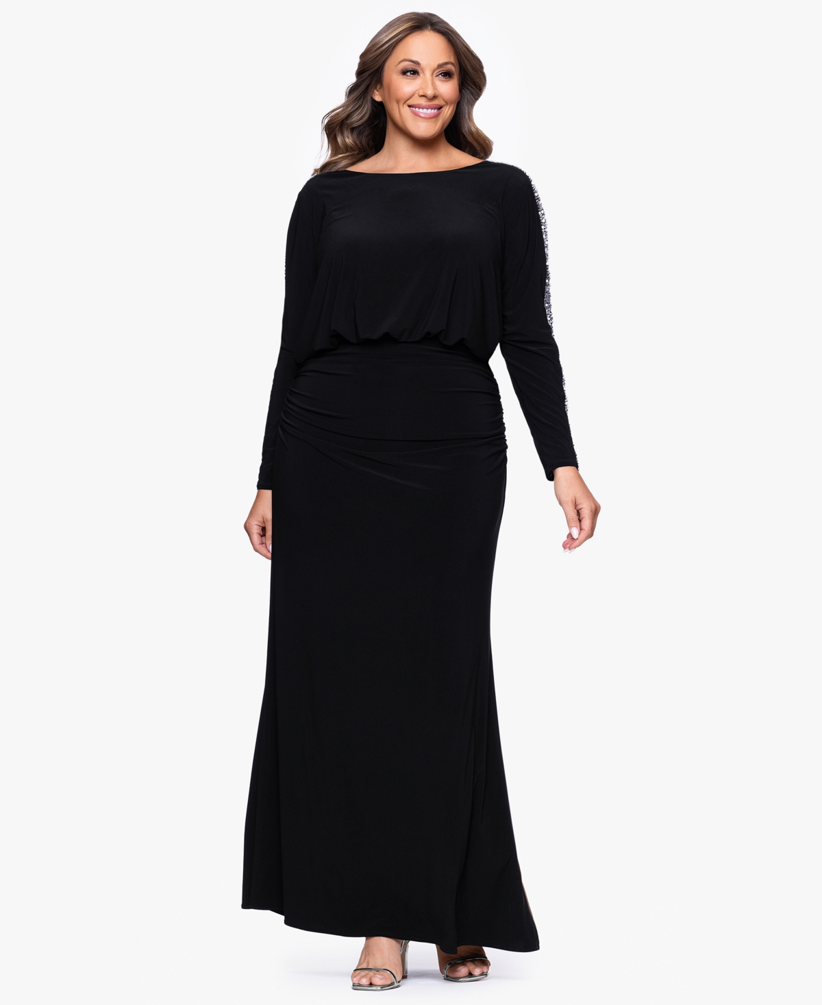 Click here for Betsy & Adam Plus Size Scoop-Neck Long-Beaded-Slee... prices
