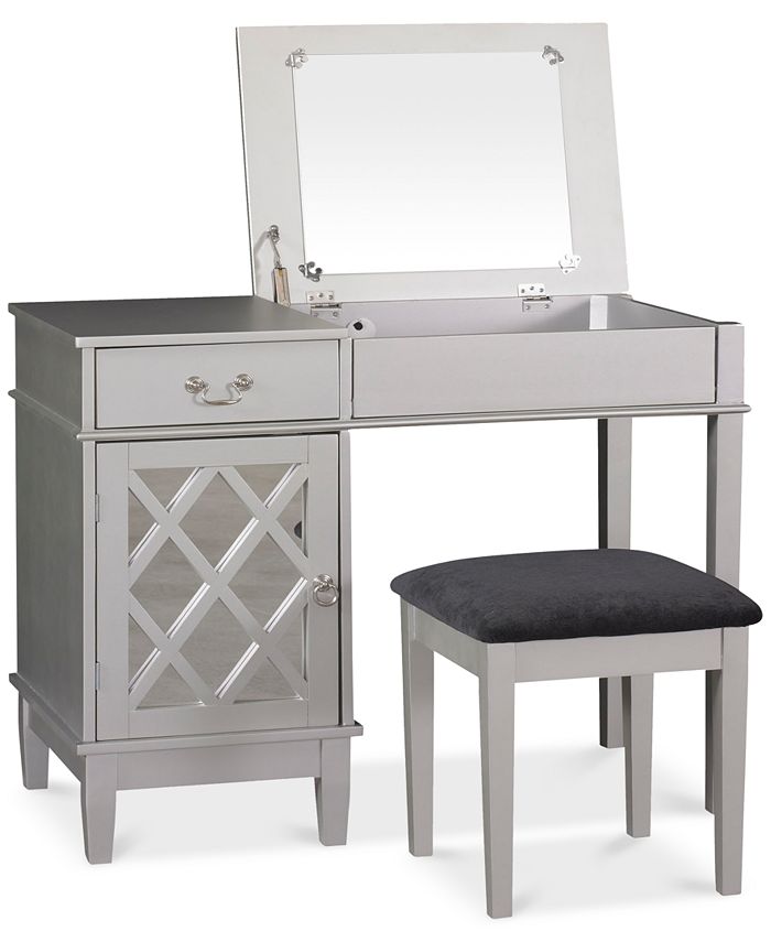 Linon Home Décor Lattice Vanity Set with Flip Up Mirror and Bench - Macy's