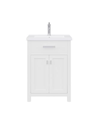 Myra Collection 24 in. Bathroom Vanity in Pure White with Ceramics ...