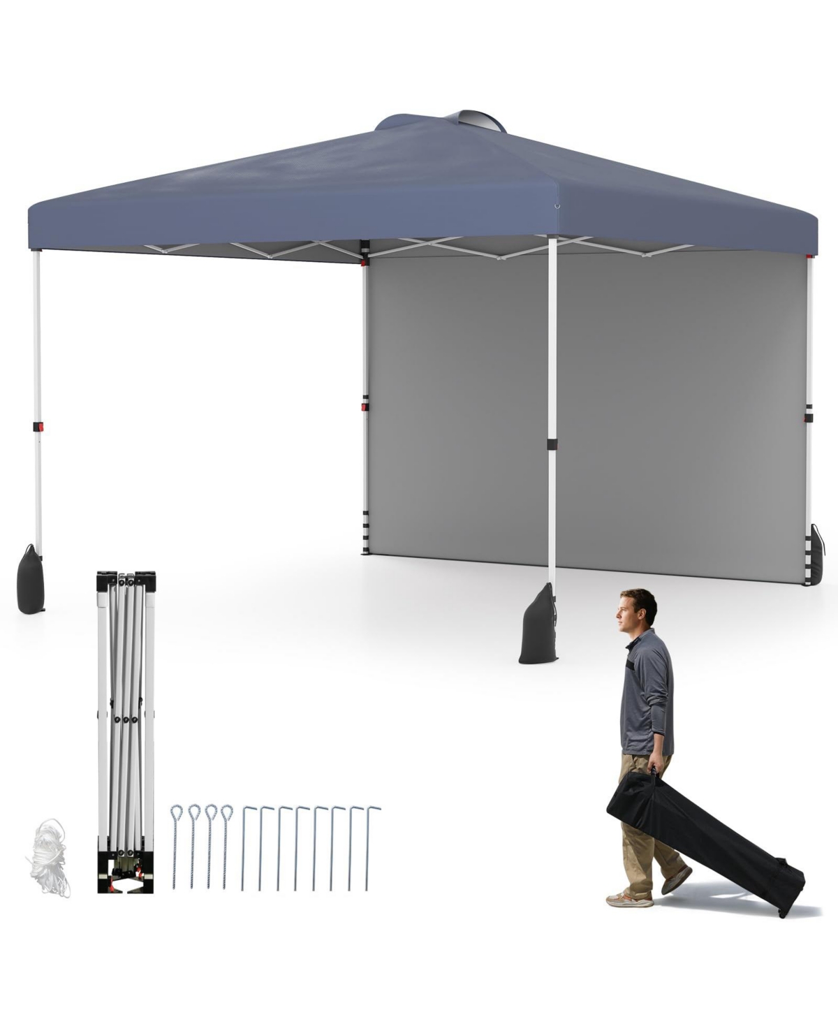 Click here for Mecale 10 X 10 Ft Pop up Canopy Tent with 1 Sidewa... prices