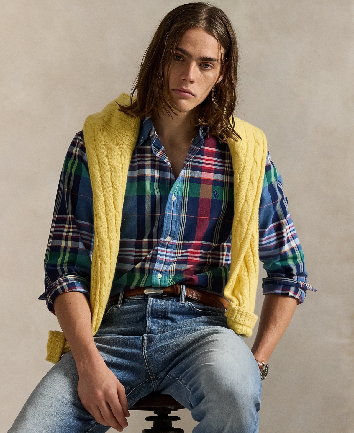 Click here for Polo Ralph Lauren Mens Custom-Fit Plaid Oxford Shi... prices