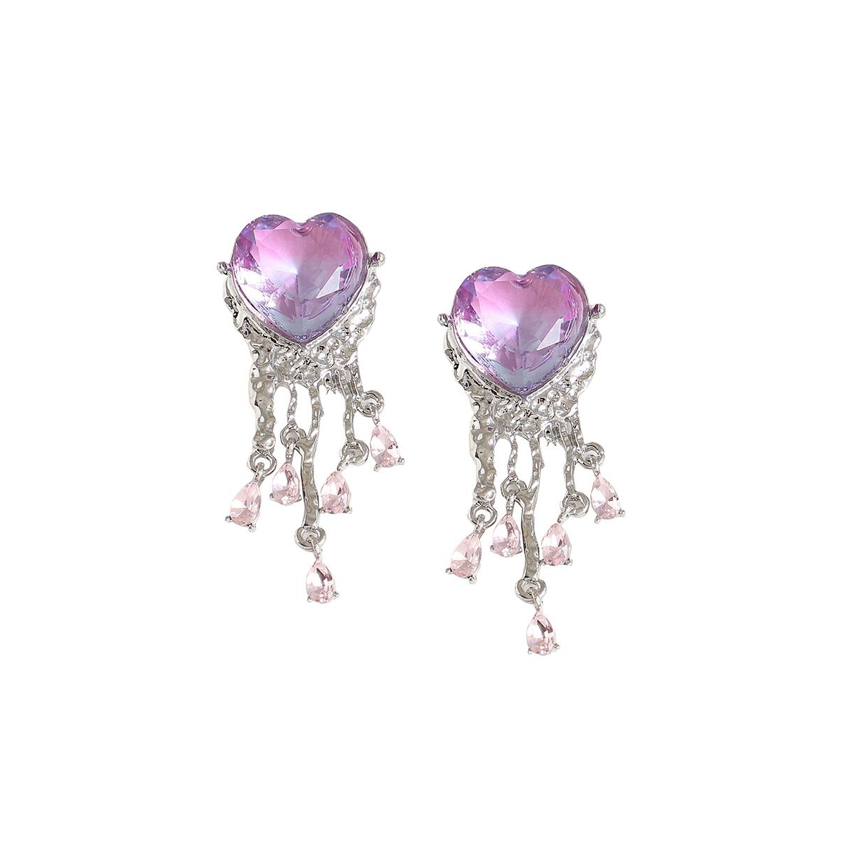 Click here for Sohi Heart-Stone Drop Earrings - Purple prices