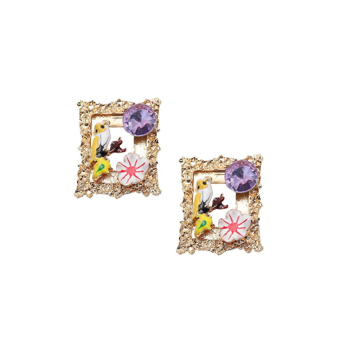 Click here for Sohi Floral-Portrait Drop Earrings - Gold prices