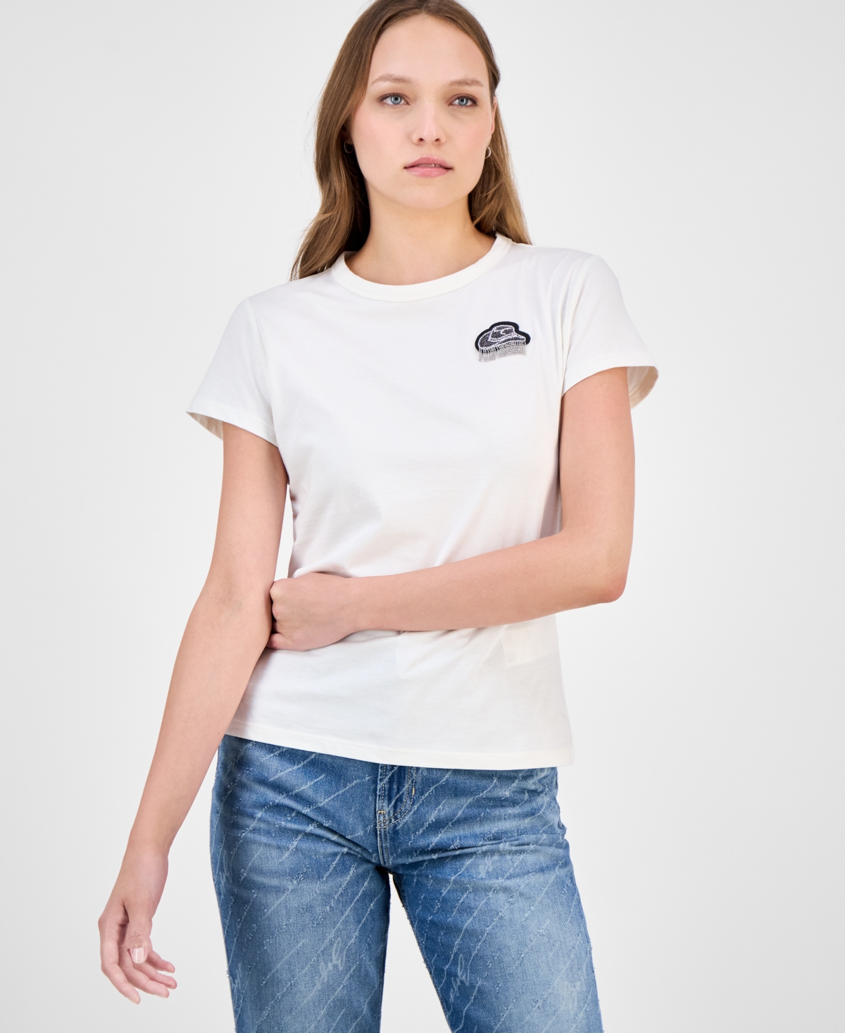 Click here for Boss Orange Womens Cowboy Hat Graphic T-Shirt - Wh... prices