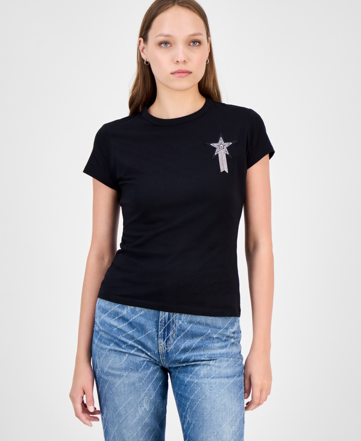 Click here for Boss Womens Star Graphic T-Shirt - Black prices
