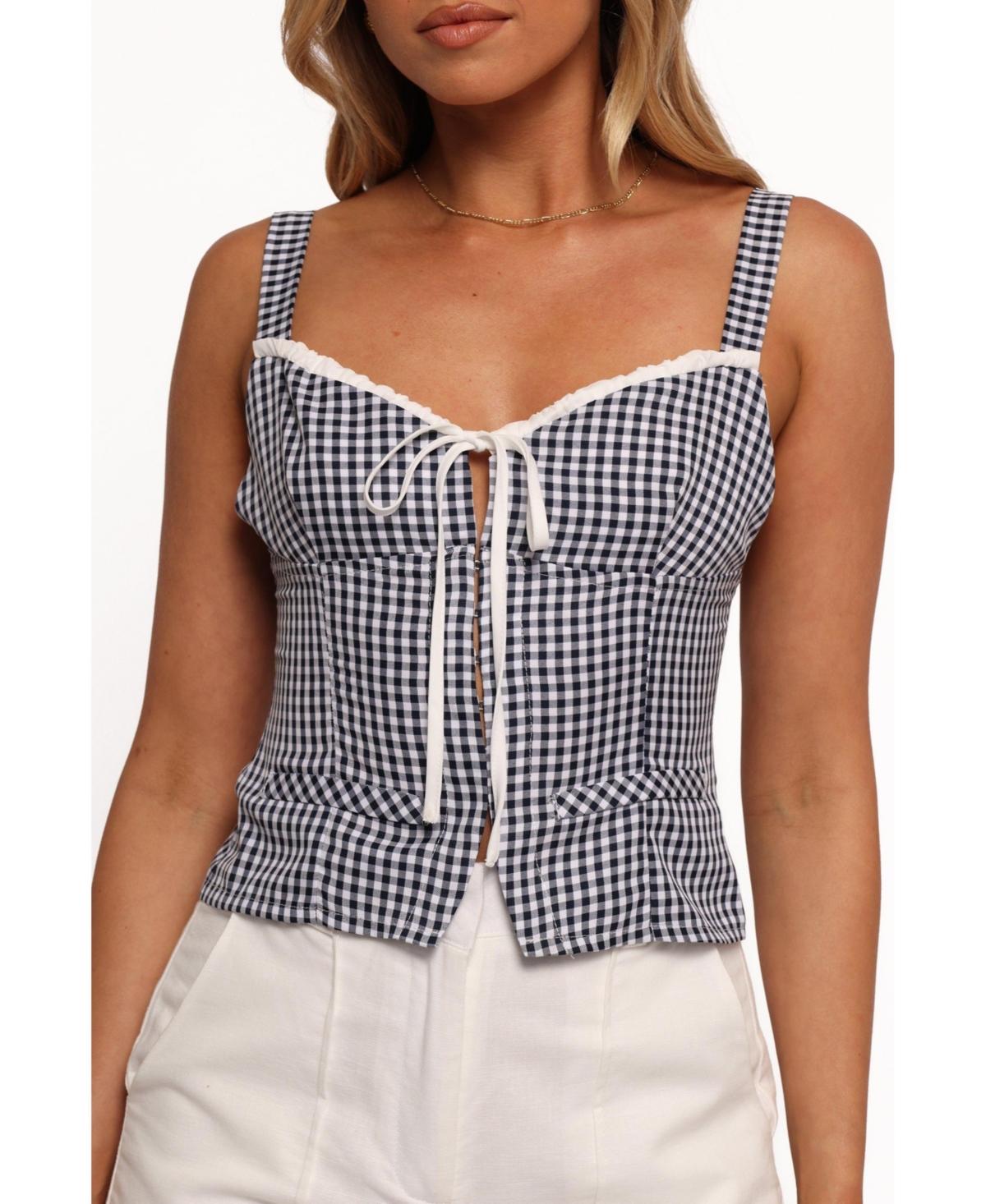 Click here for Petal and Pup Danella Top - Navy gingham prices
