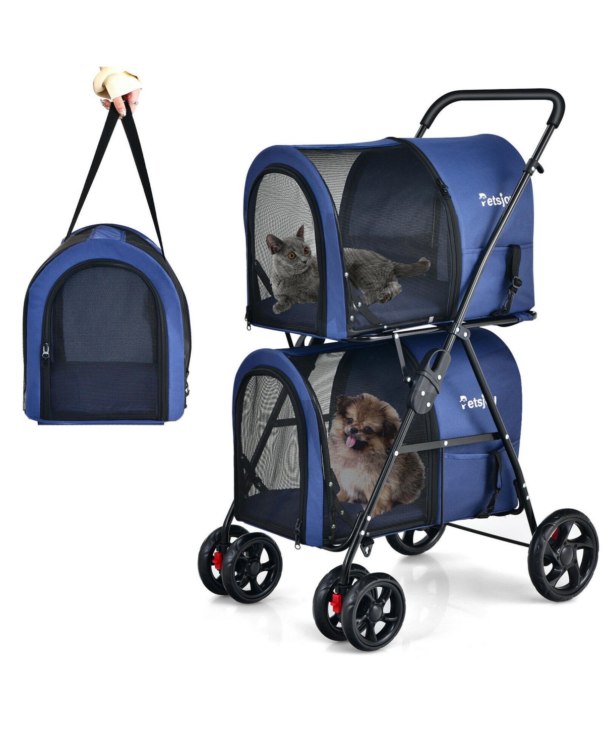 Click here for Gymax 4-in-1 Double Pet Stroller w/ Detachable Car... prices