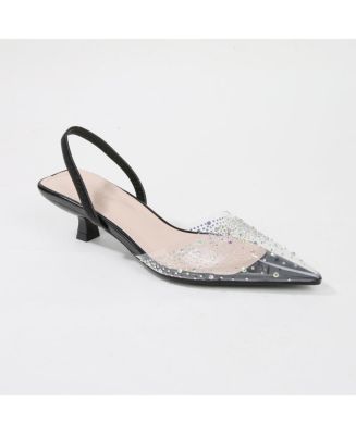 Mabel Clear Rhinestone Kitten Heels - Macy's