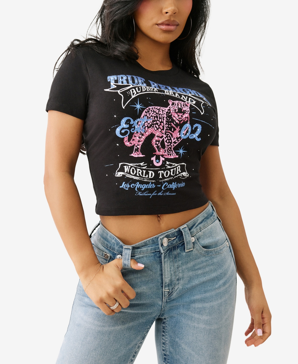 Click here for True Religion Womens Crystal Leopard Baby T-Shirt... prices