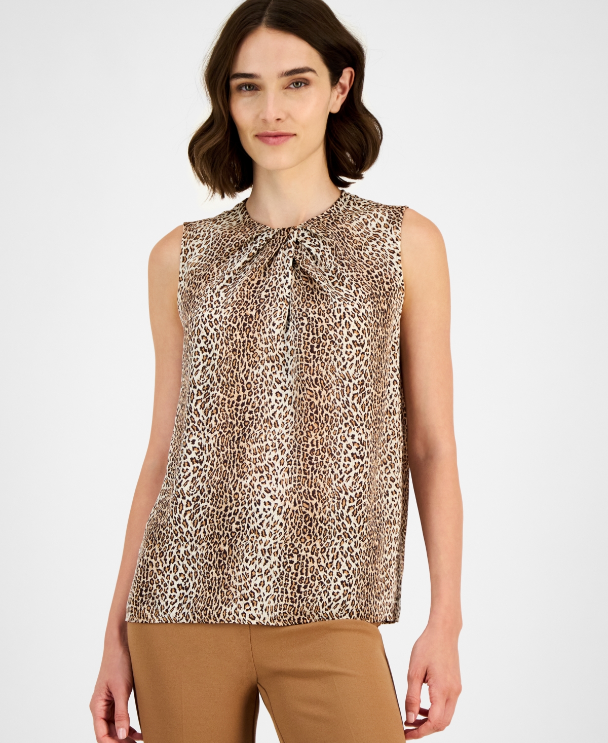 Click here for Anne Klein Womens Twist-Neck Animal-Print Sleevele... prices