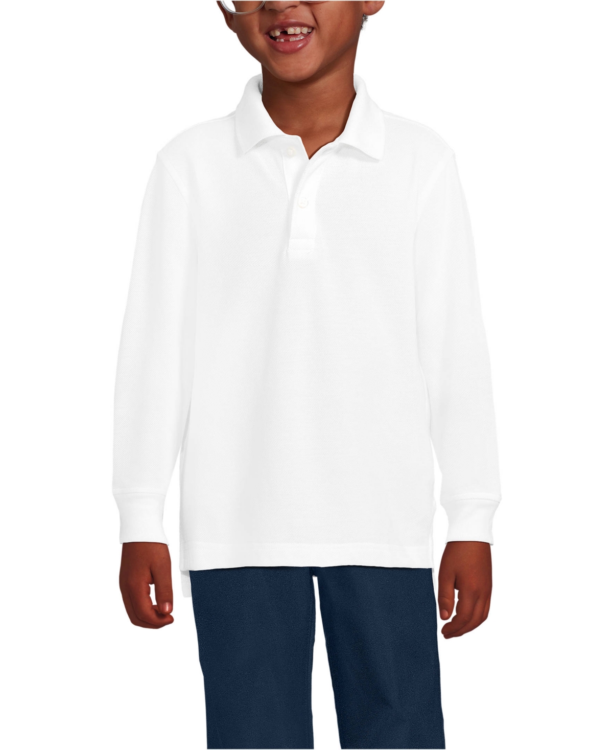 Click here for Lands End School Uniform Kids Long Sleeve Mesh Pol... prices