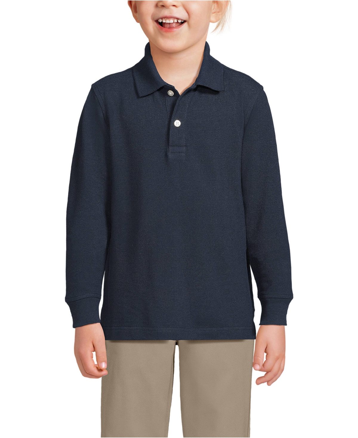Click here for Lands End School Uniform Kids Long Sleeve Mesh Pol... prices