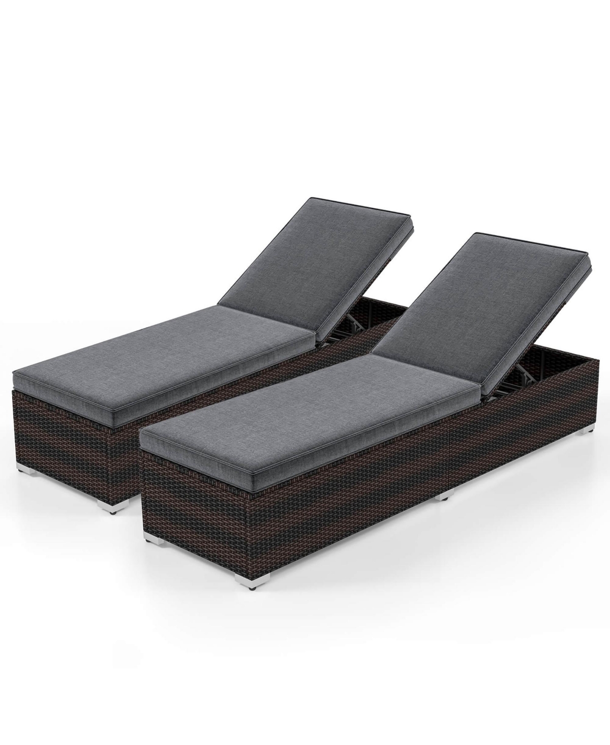 Click here for Gymax 2 Pcs Outdoor Chaise Lounge w/ Long Seat Cus... prices
