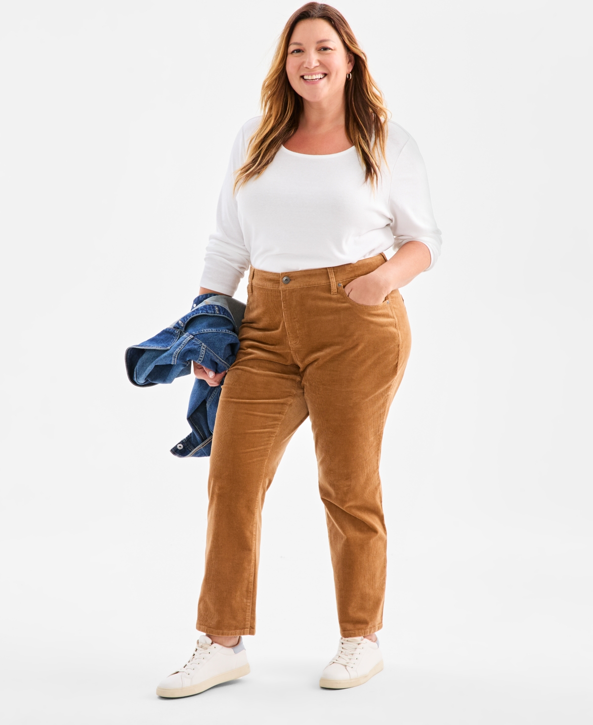Click here for Style & Co Plus Size High-Rise Straight-Leg Cordur... prices