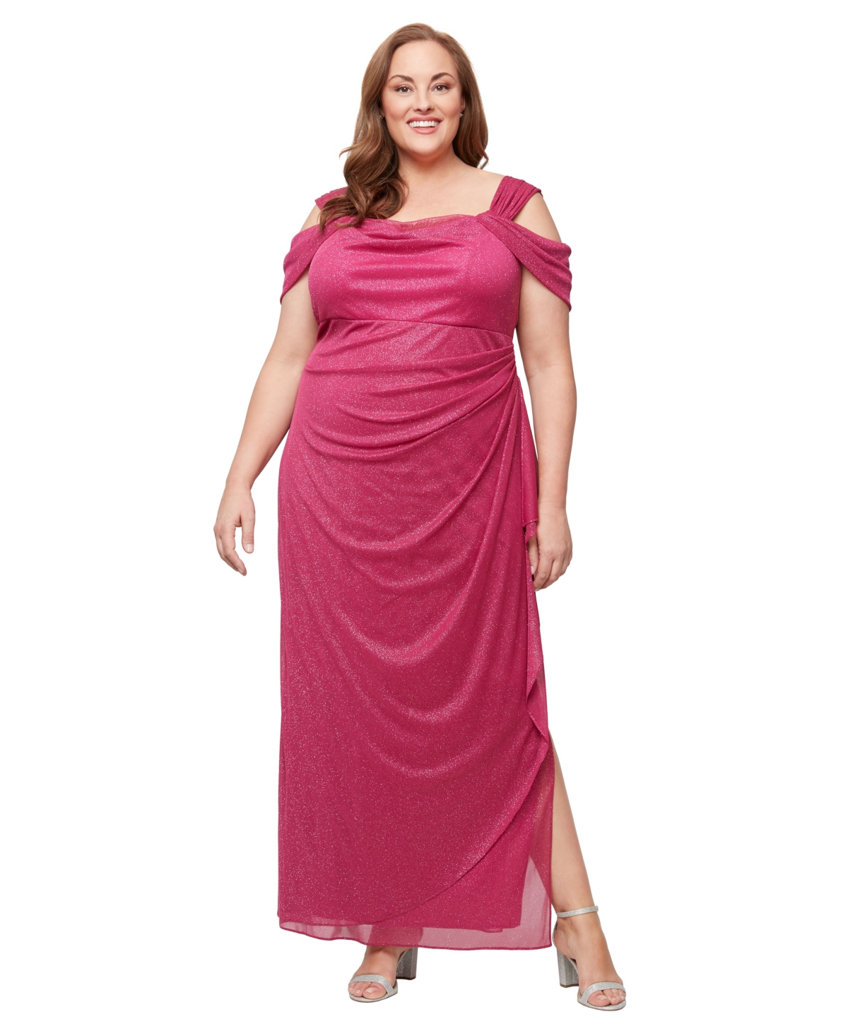 Click here for Alex Evenings Plus Size Draped Cold-Shoulder Dress... prices