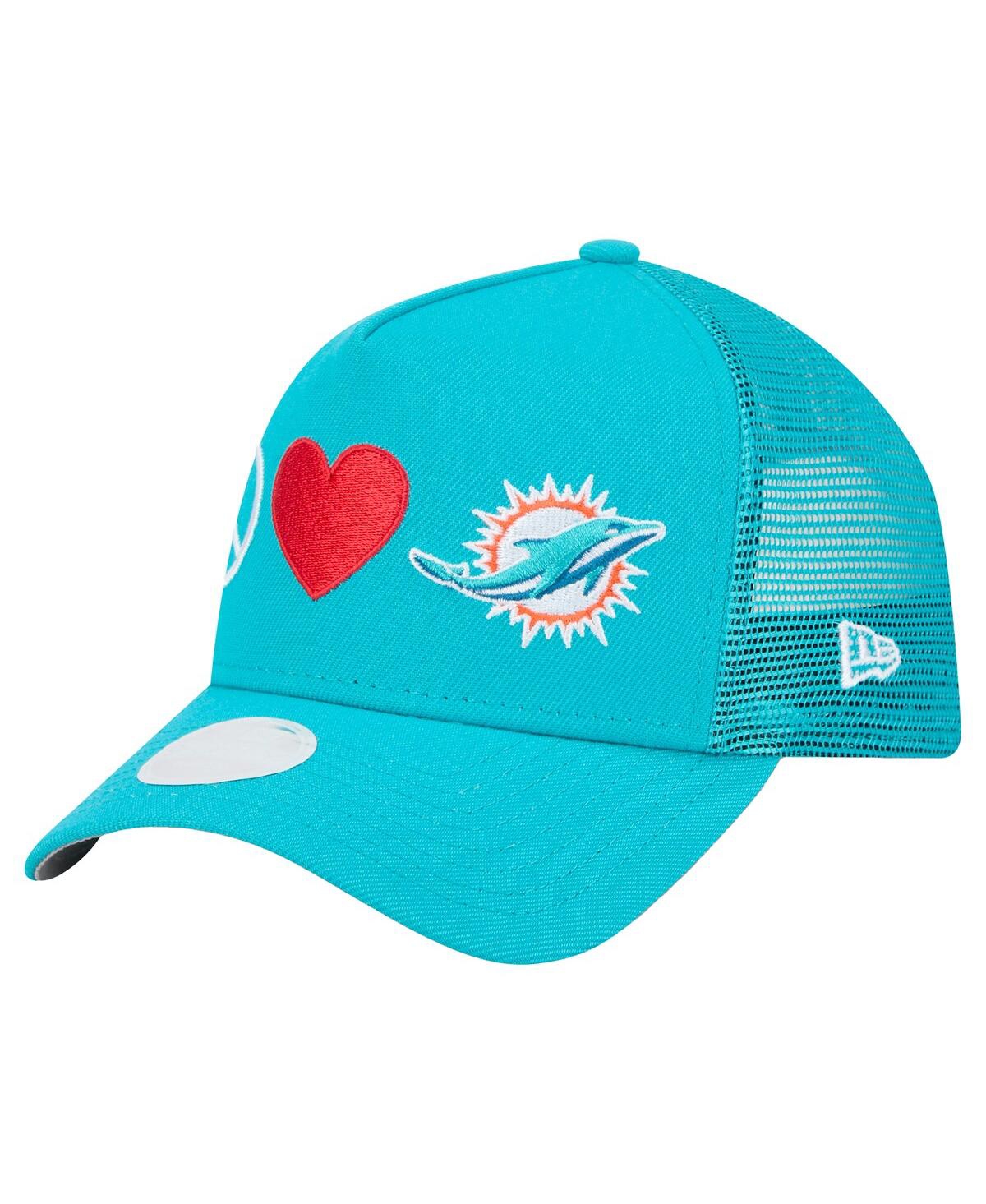 Click here for New Era Womens Aqua Miami Dolphins Peace Love Truc... prices