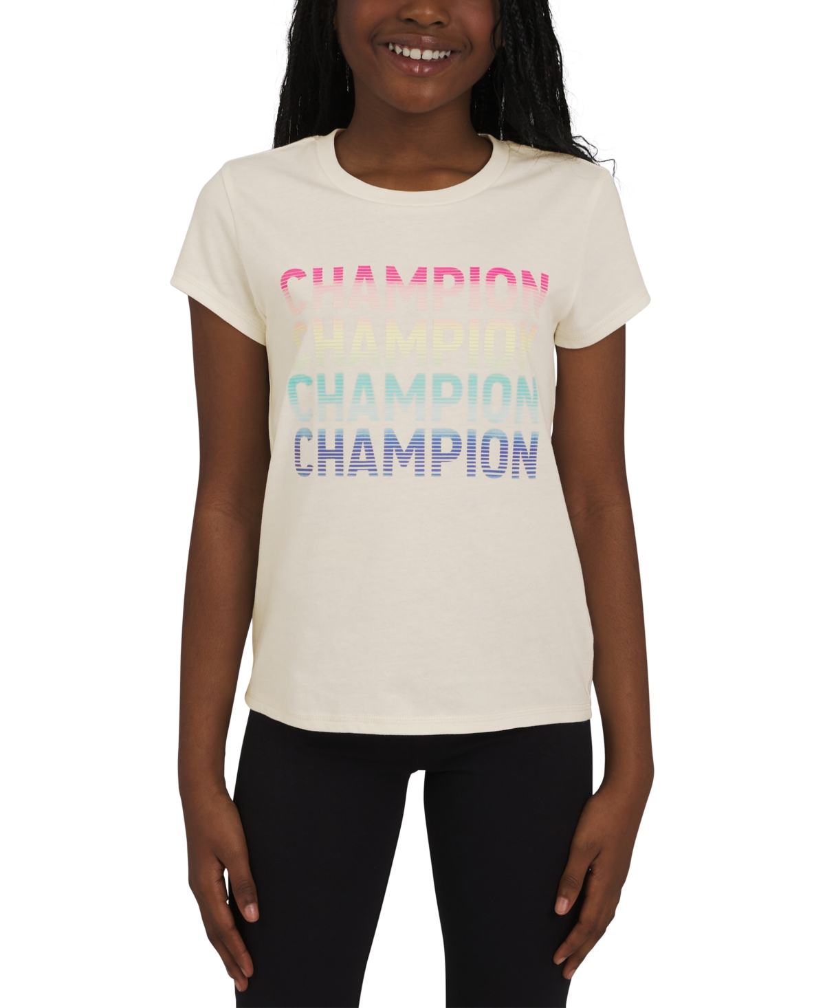 Click here for Champion Girls 7-16 Short-Sleeve Logo Graphic T-Sh... prices