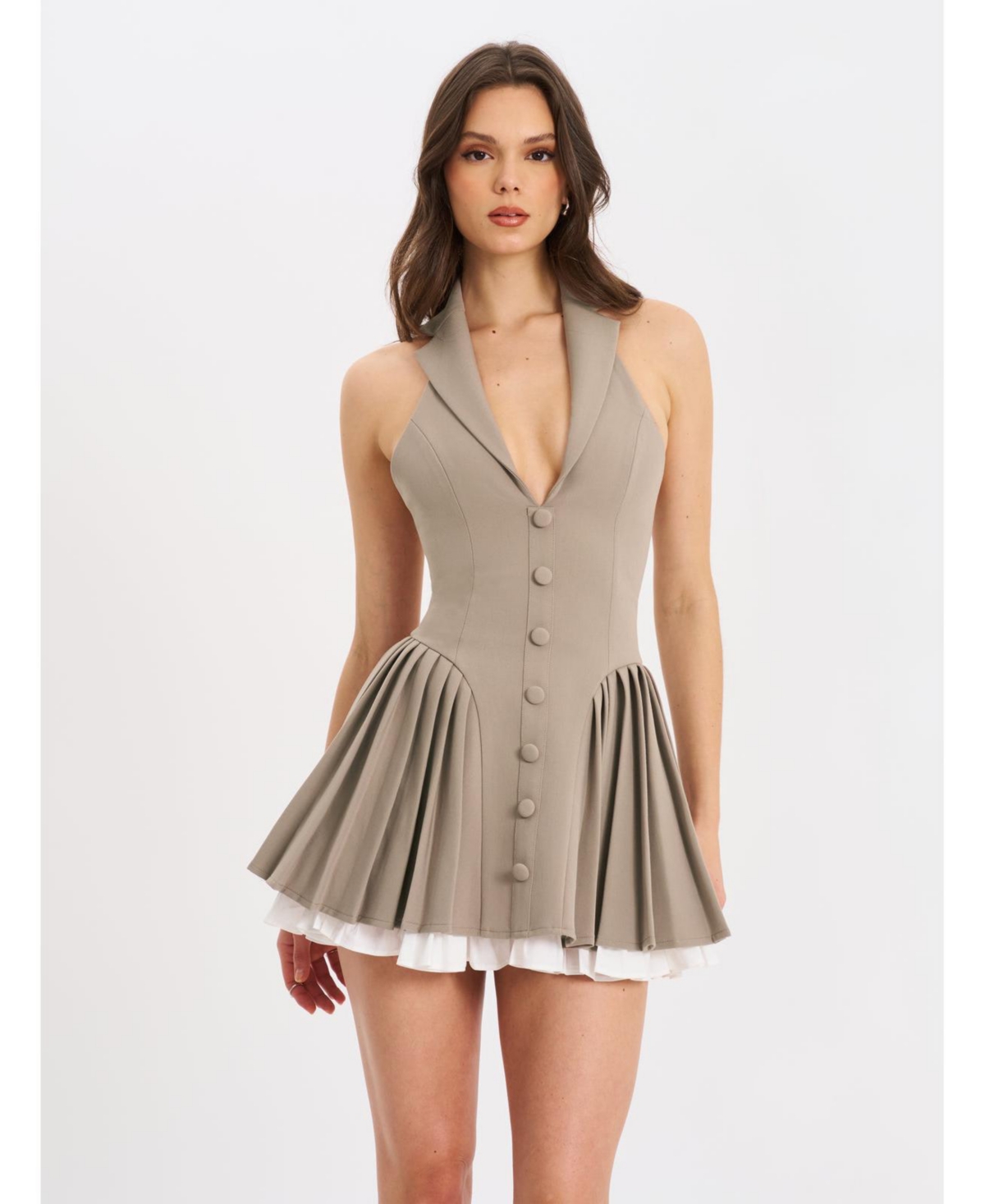 Click here for Miss Circle Womens Hazel Brown Preppy Halter Neck... prices