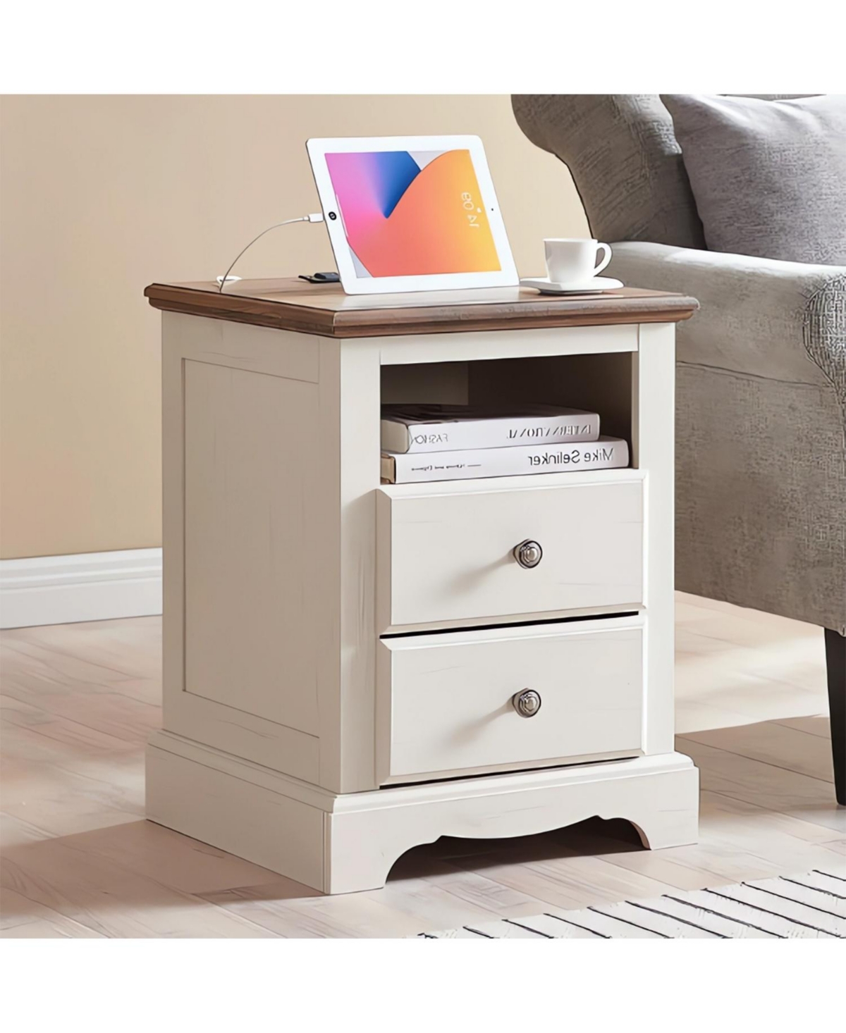 Click here for Nightstand 18 Inch with Charging Station Usb Ports... prices