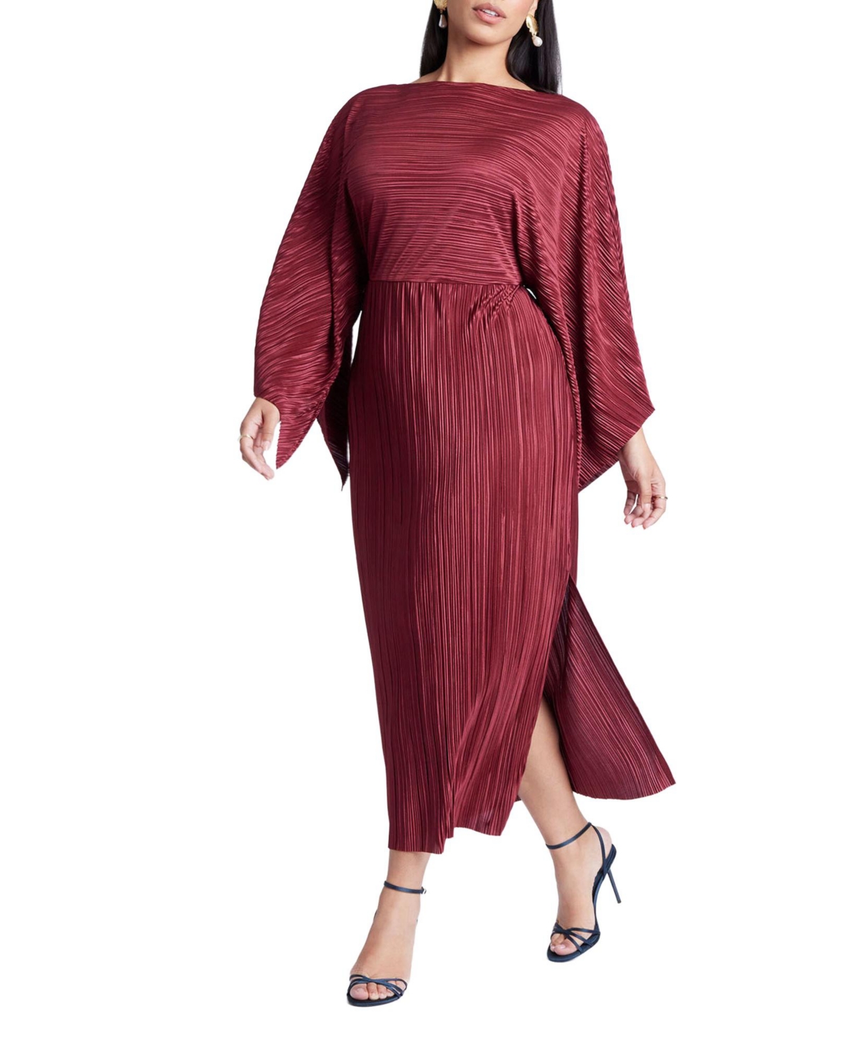 Click here for Eloquii Womens Plus Size Cape Effect Plisse Dress... prices