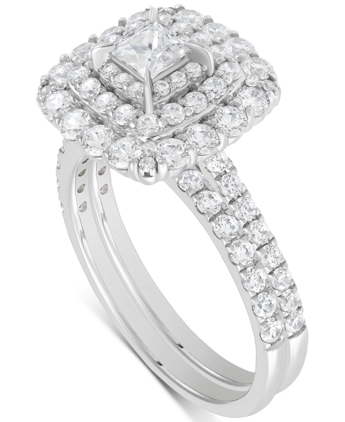 Click here for Diamond Princess Triple Halo Bridal Ring Set (1-1/... prices