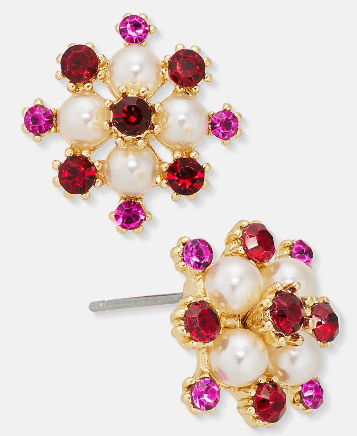 Click here for Stone & Imitation Pearl Cluster Stud Earrings - Re... prices