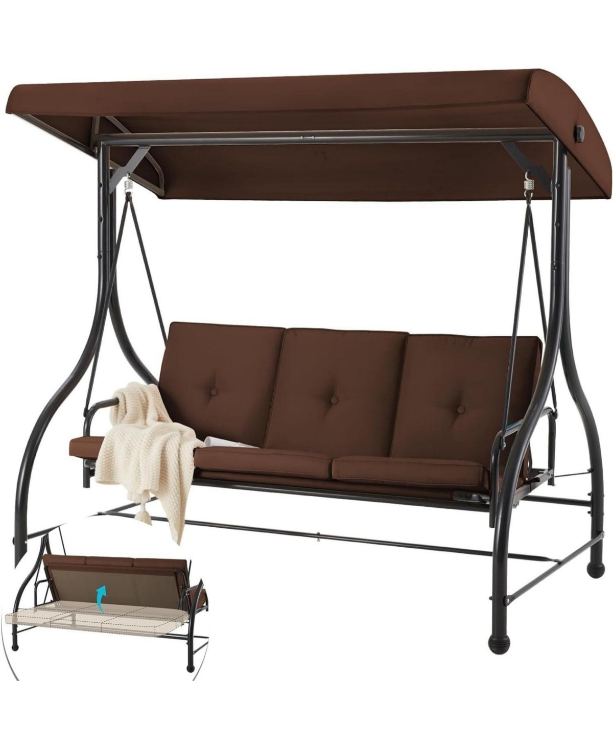 Click here for Boyel Living 3-Person Metal Patio Swing Outdoor Po... prices