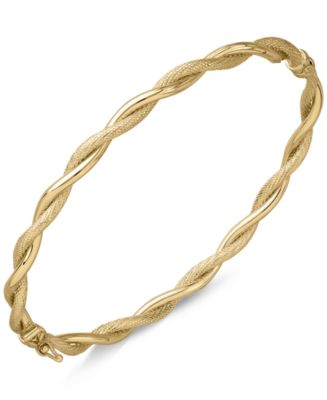 Italian Gold Twist-Style Hinged Bangle Bracelet in 14k Gold - Macy's