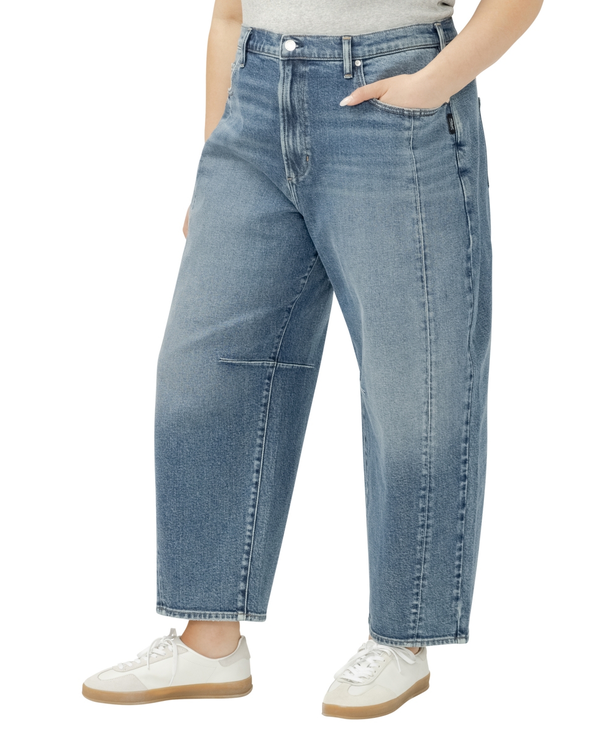 Click here for Silver Jeans Co. Plus Size High Rise Barrel Leg Je... prices