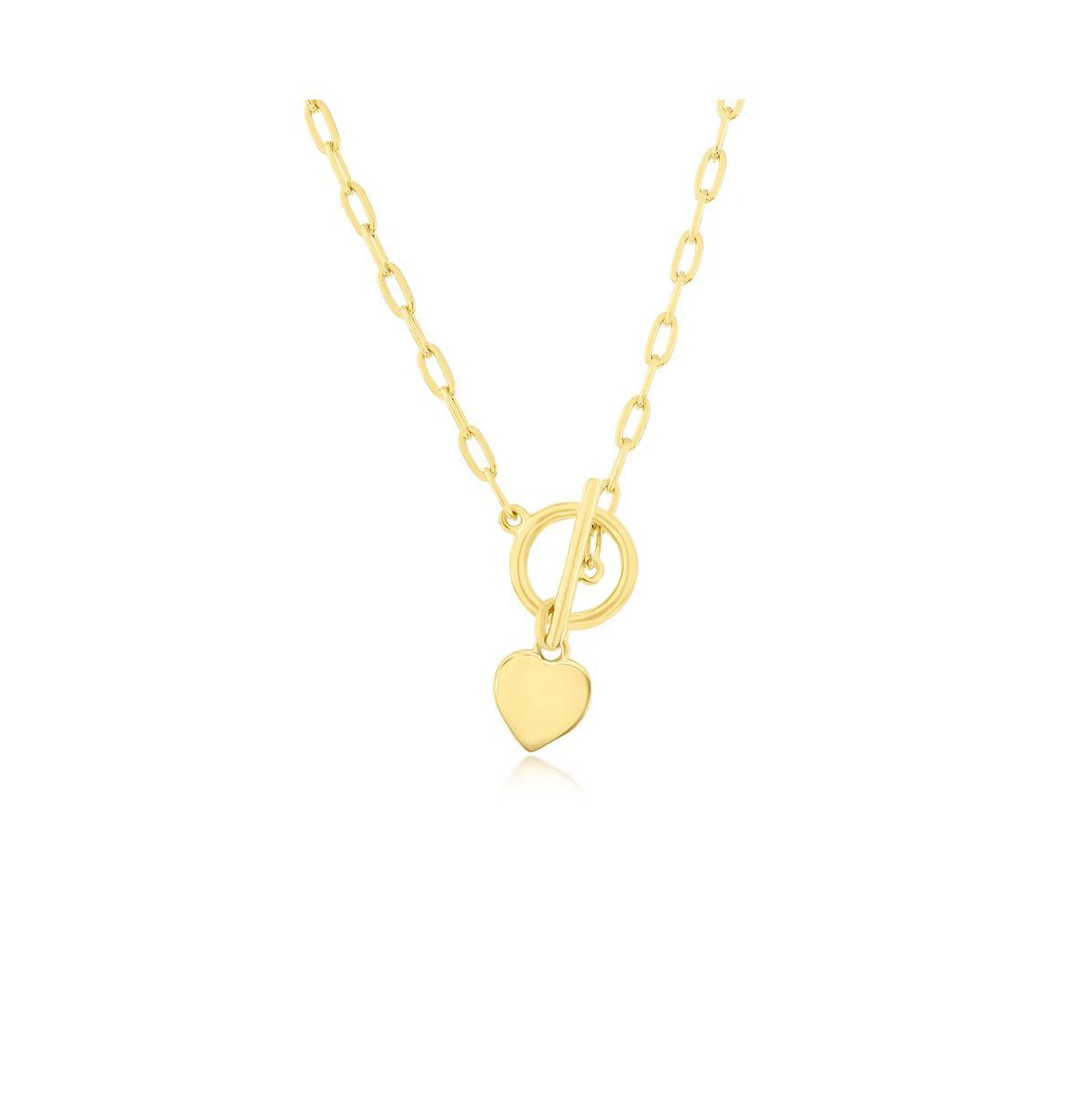 Click here for Sterling Silver Heart Charm Paperclip Toggle Neckl... prices
