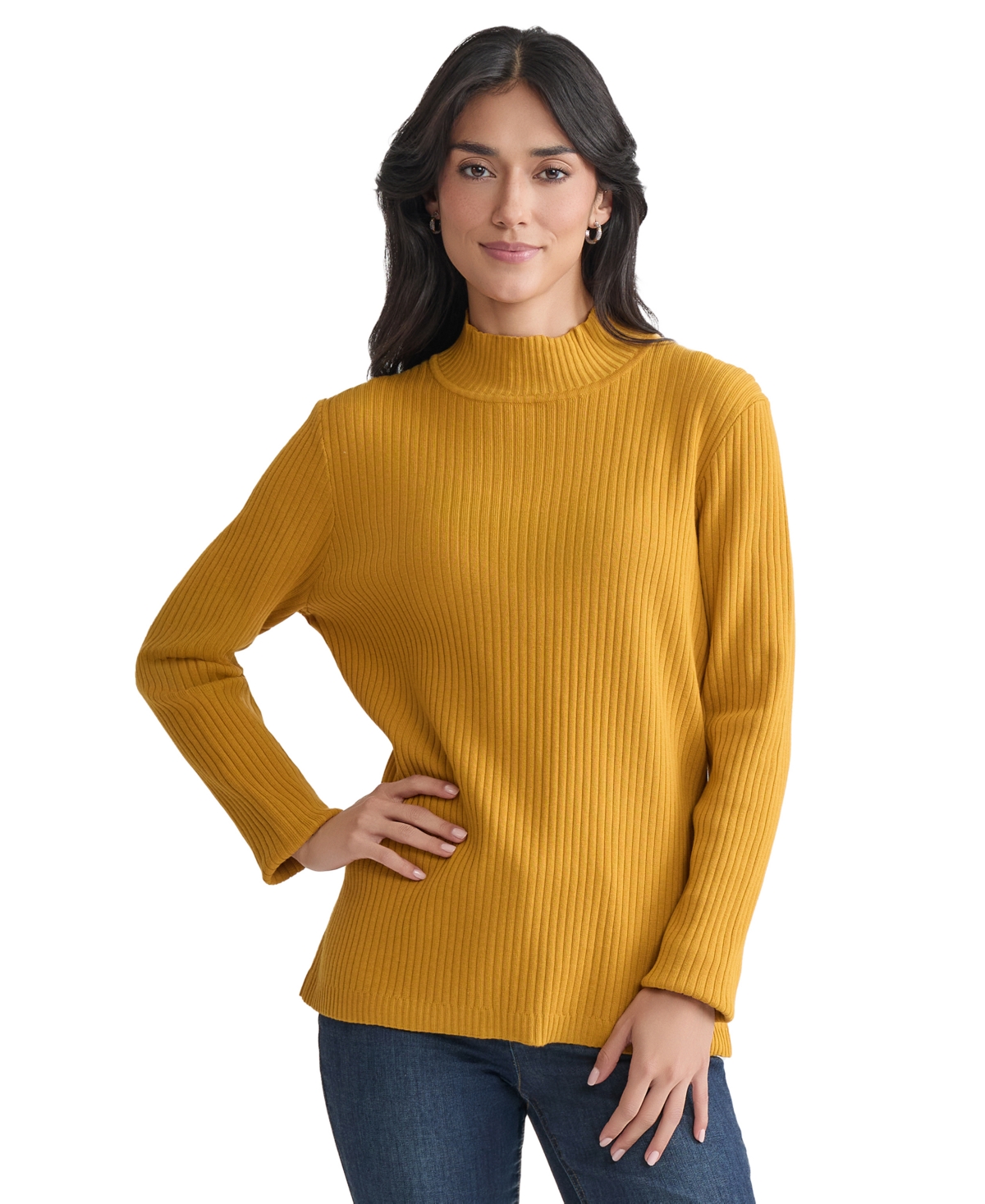 Click here for Jones New York Womens Sutton Ribbed Mock-Neck Long... prices