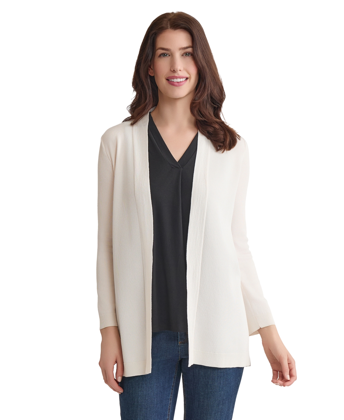 Click here for Jones New York Womens Relaxed V-Neck Open Cardigan... prices