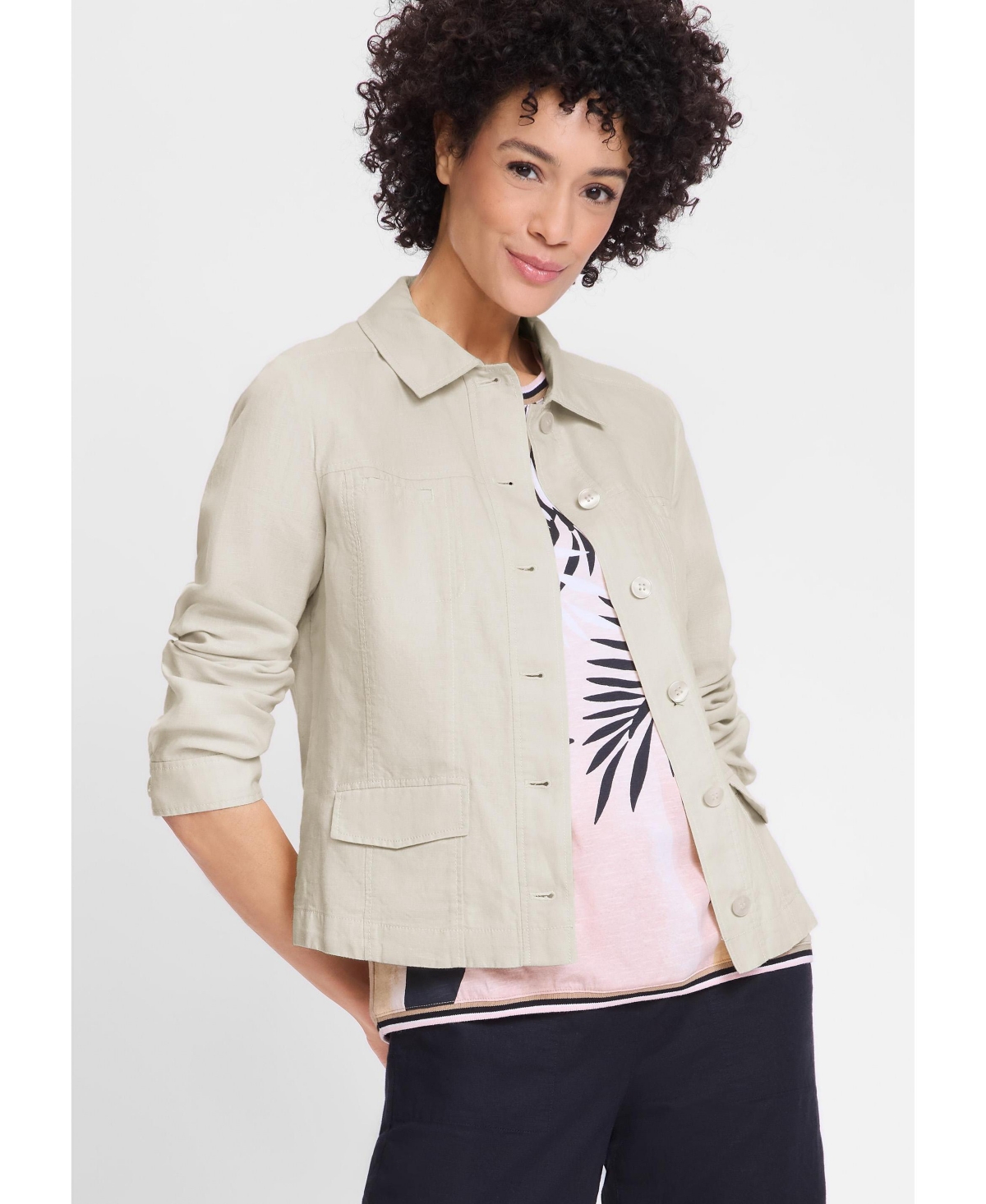 Click here for Olsen Womens Linen Blend Jacket - Canvas beige prices