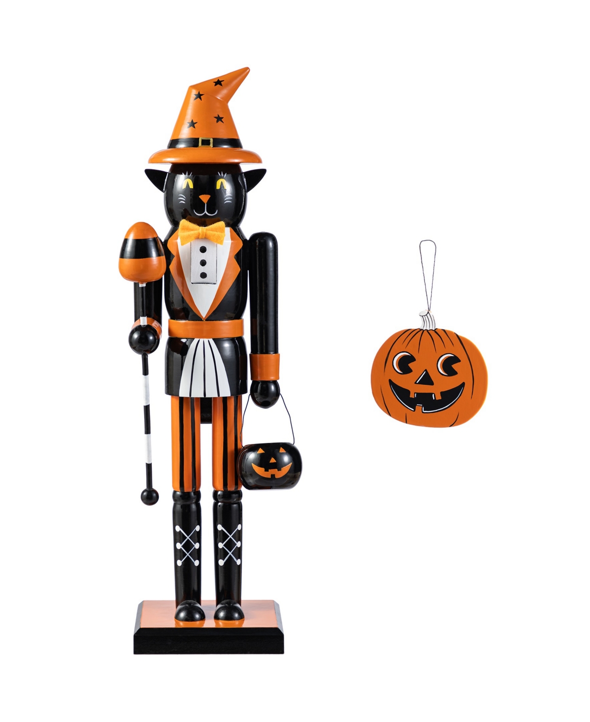 Click here for Glitzhome Halloween Wooden Black Cat Nutcracker wi... prices