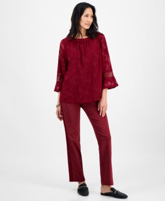 Click here for Jm Collection Womens Jacquard Lace Blouse Lace Pan... prices